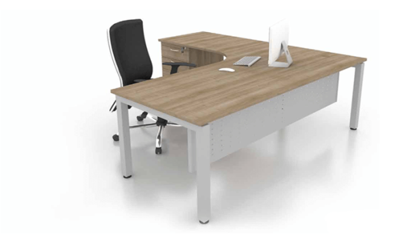 U Series L Shape Work Table c/w U Leg & Fixed Pedestal 4D - Superior ...