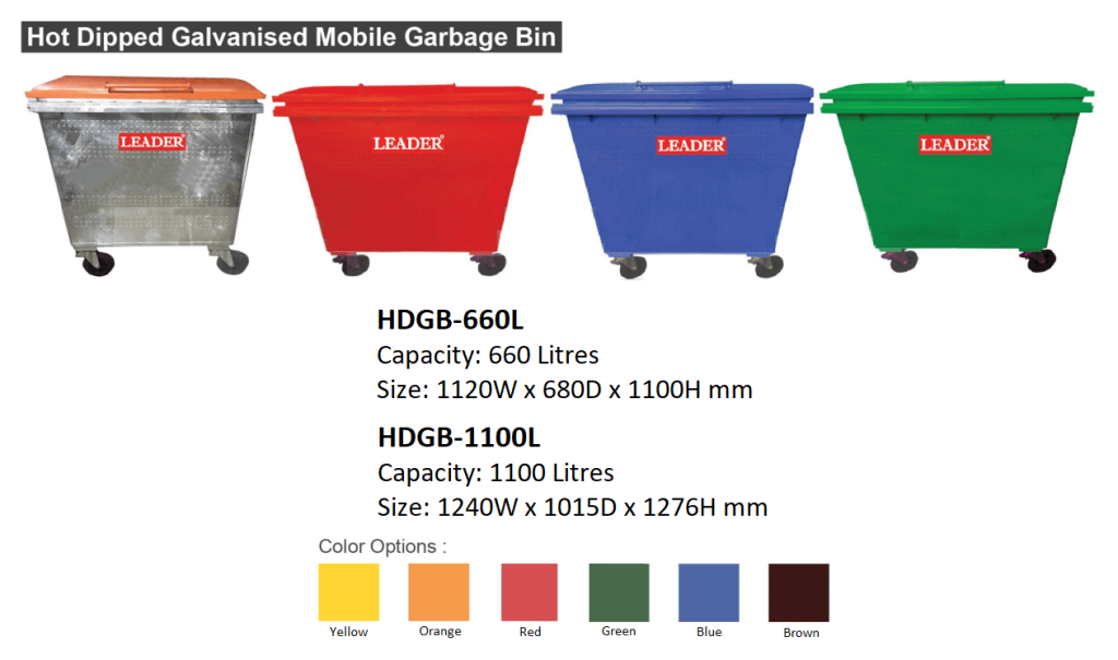 HDGB-660L or HDGB-1100L Hot Dipped Galvanised Mobile Garbage Bin ...