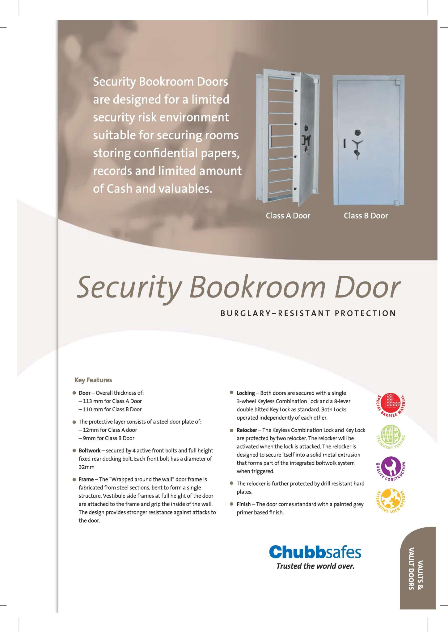 Chubbsafe Security Bookroom Door (Class A and Class B) - Superior ...