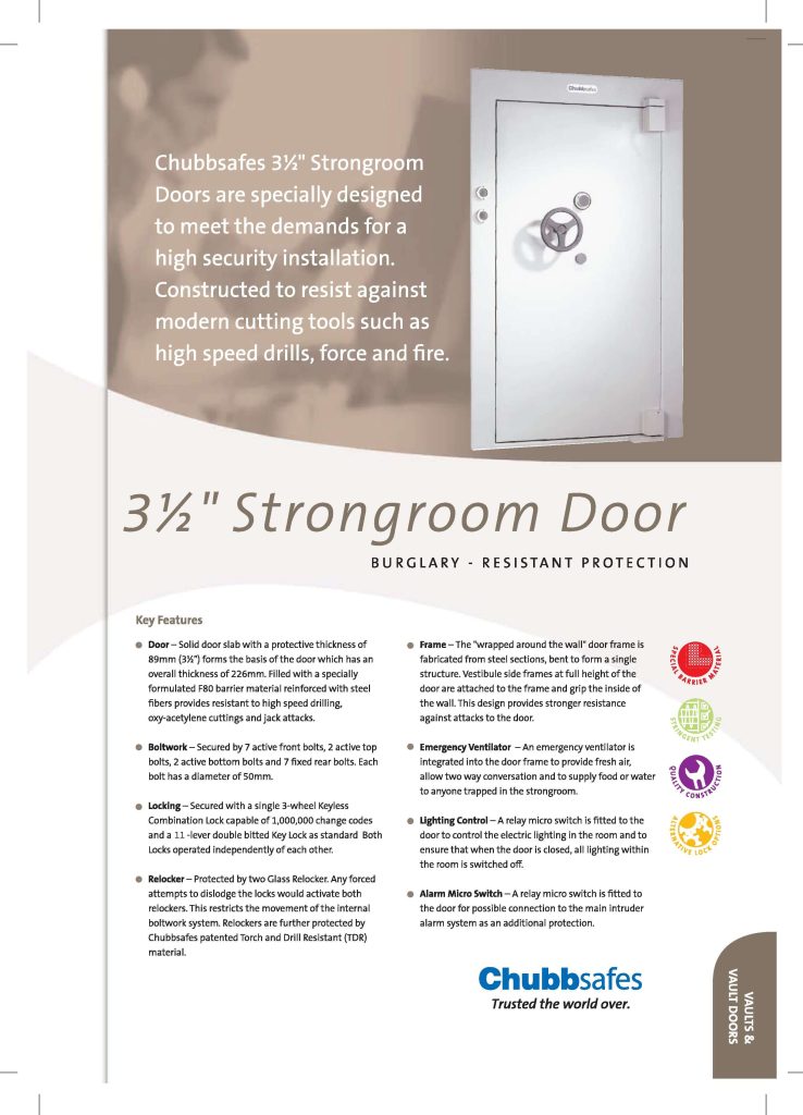Chubbsafe 3 1/2″ Strongroom Door - Superior Office Solutions